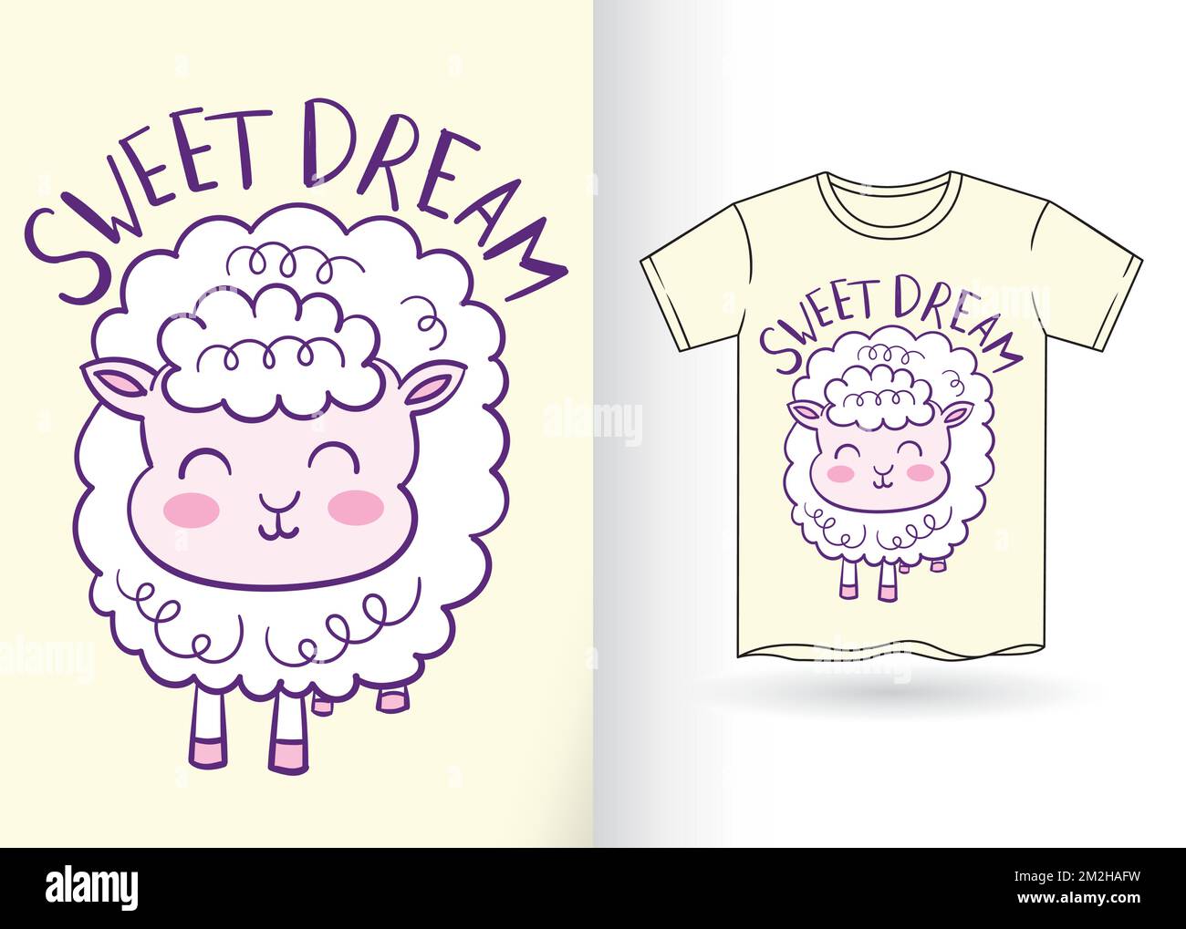 Cute sheep hand drawn for t shirt with template Stock Vector Image ...