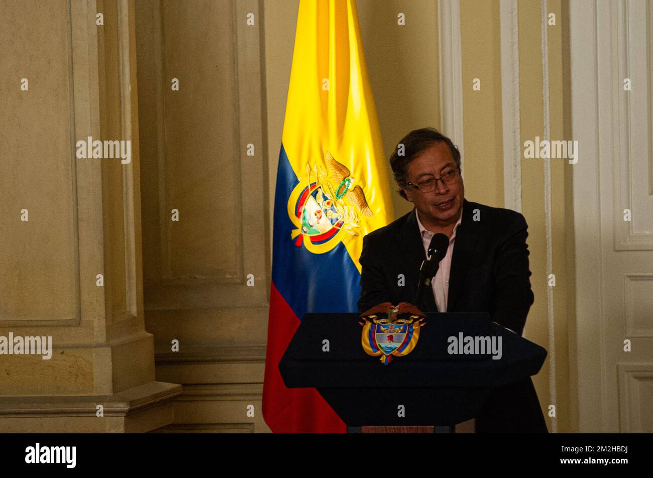 Colombian president, Gustavo Petro speaks during the official ...