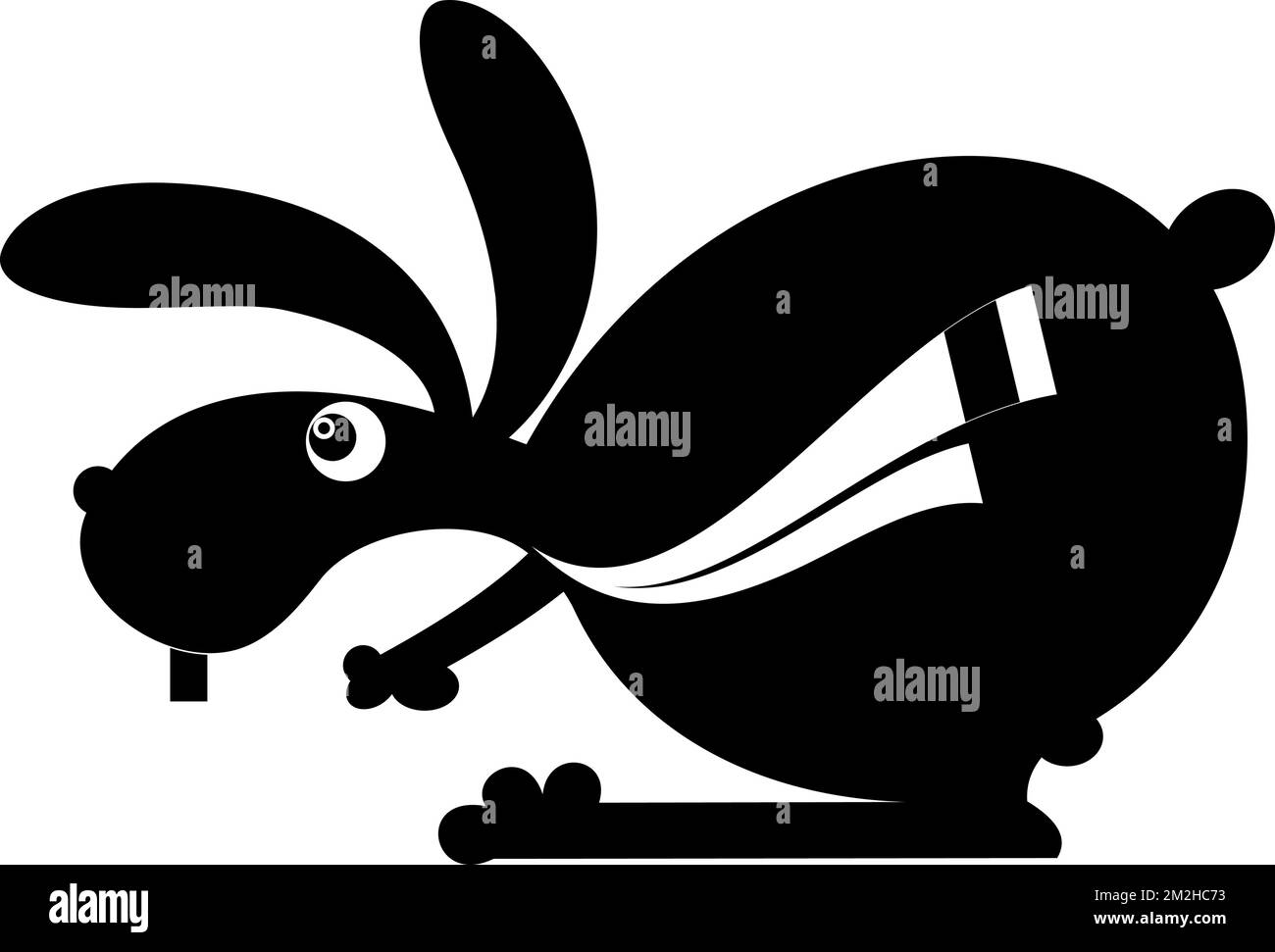 Original Silhouette Of Cartoon Rabbit Or Hare Illustration Of Cute Rabbit Or Hare Black On