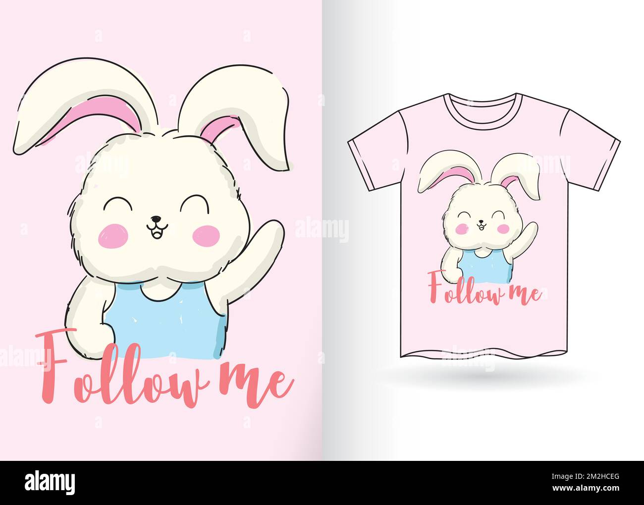 Cute rabbit hand drawn for t shirt with template Stock Vector Image ...