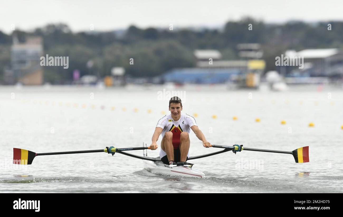 Belgian rower Ruben Somers pictured in action during qualifications for ...