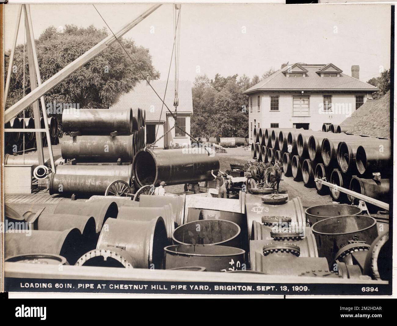 Distribution Department, Chestnut Hill Pipe Yard, loading 60-inch pipe ...