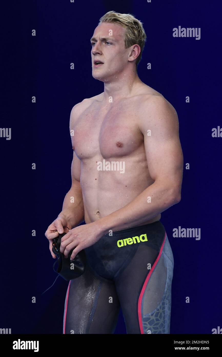 Belgian swimmer Basten Caerts pictured after the 100m breaststroke men ...