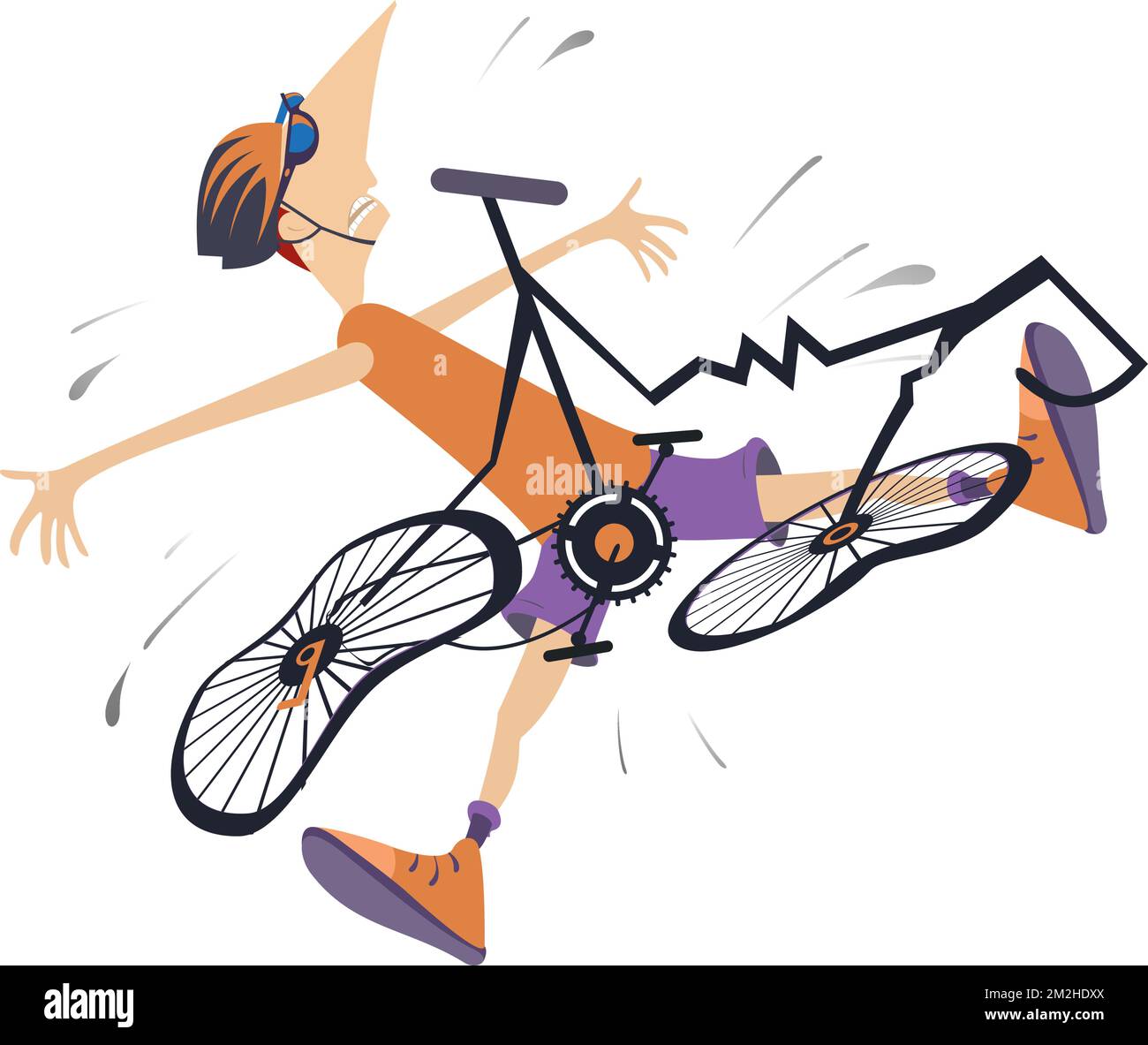 Cyclist man falling down from the bicycle illustration. Cyclist man ...