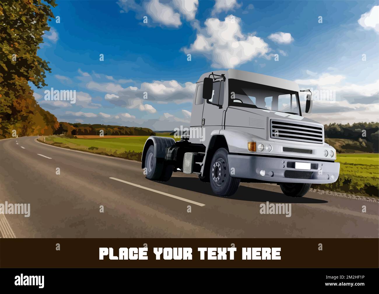 Gray truck on the road. Vector 3d illustration Stock Vector Image & Art ...