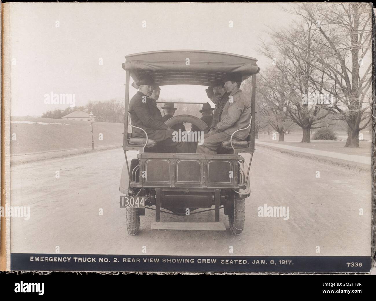 Distribution Department, Emergency Truck No. 2, rear view showing crew ...
