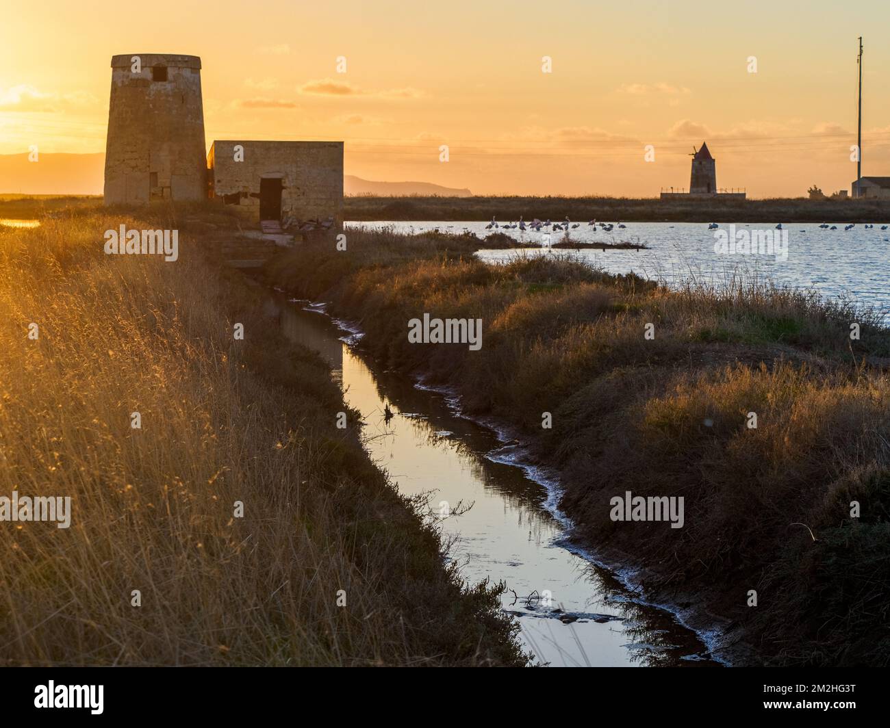 Salt marshes of Trapani e Paceco natural reserve - Sicily, Italy Stock ...
