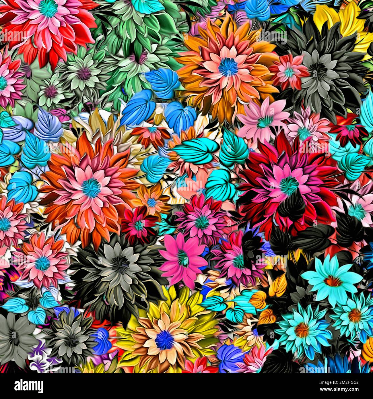 Computer graphics of abstract floral psychedelic background stylization ...