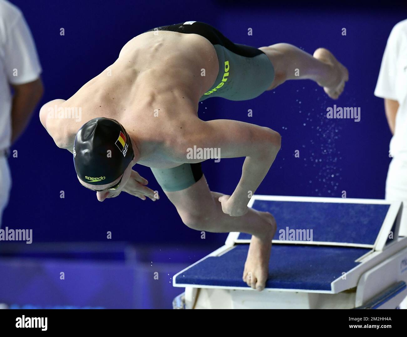 Belgian swimmer Lorenz Weiremans pictured in action during the heats of ...