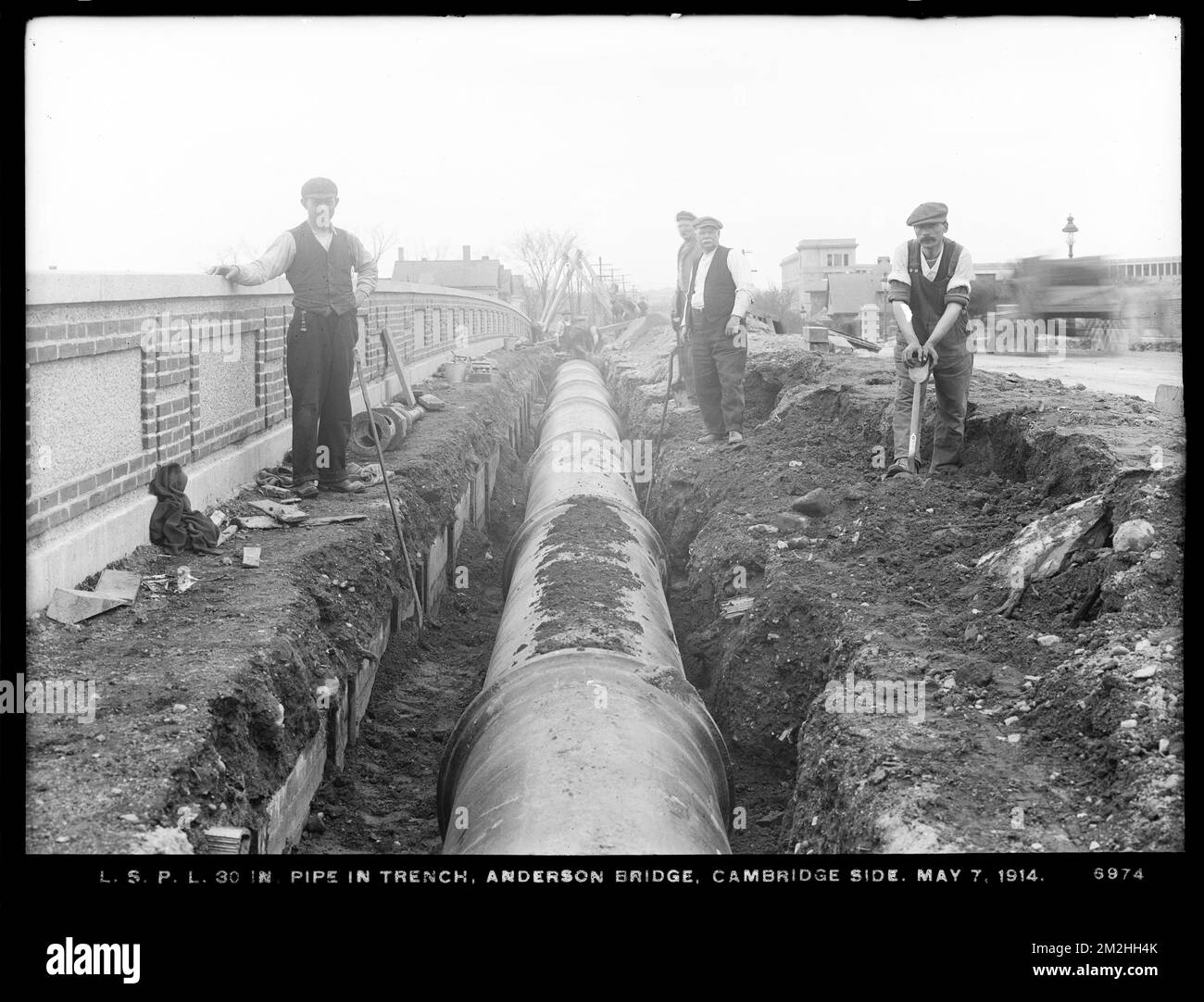 Distribution Department, Low Service Pipe Lines, 30-inch pipe in trench ...
