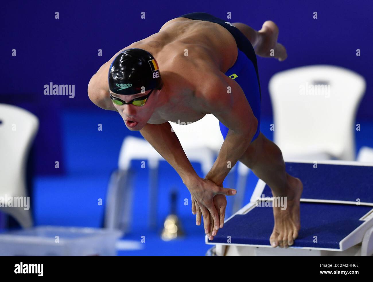 Belgian swimmer Alexandre Marcourt pictured during the heats of the men ...
