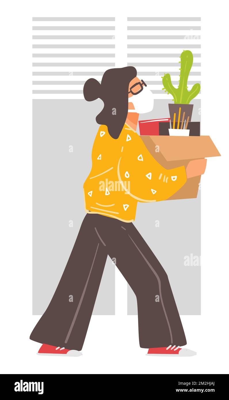 Female character taking box hi-res stock photography and images - Alamy