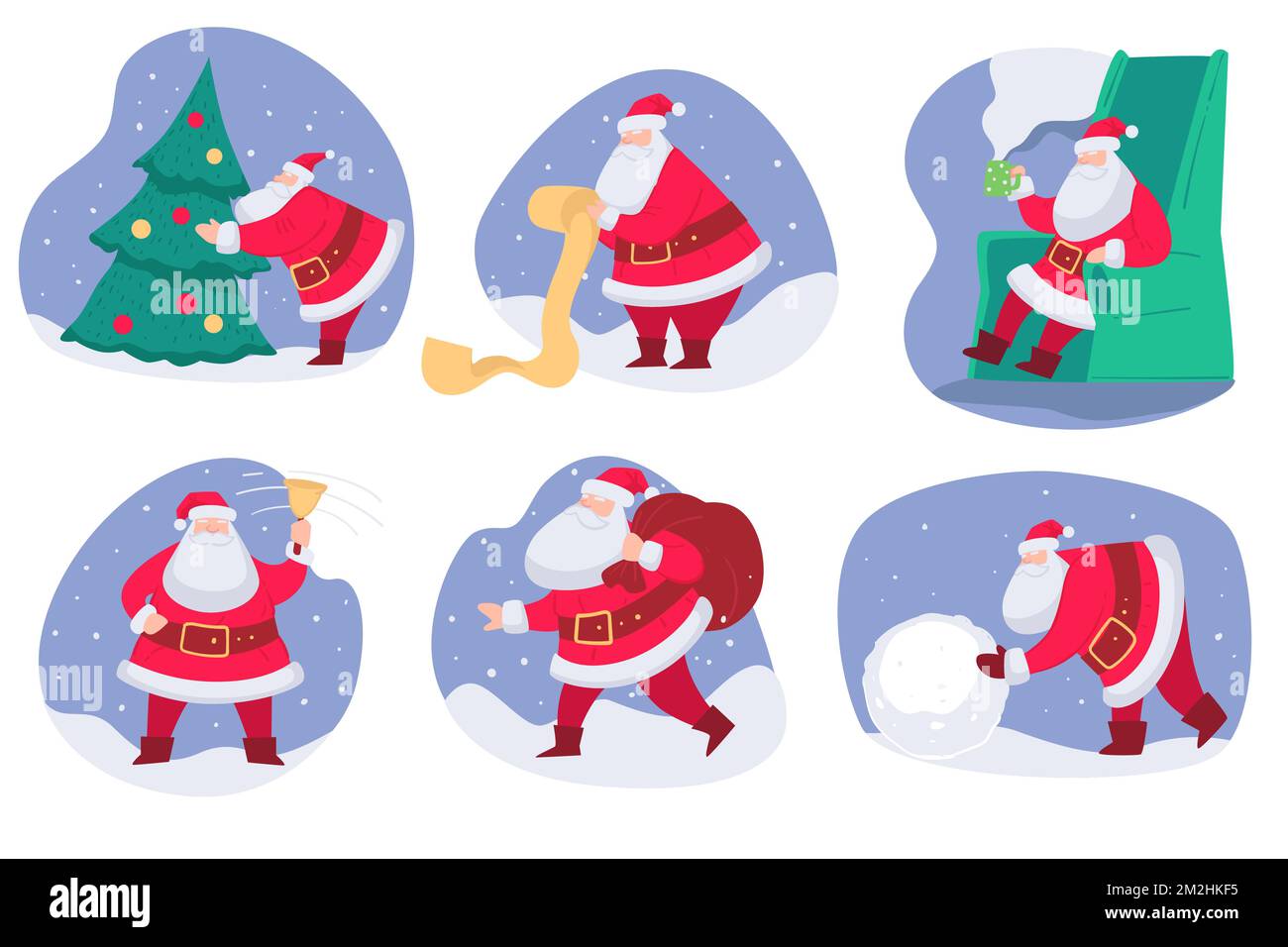 Santa Claus on Christmas with evergreen pine tree Stock Vector Image ...