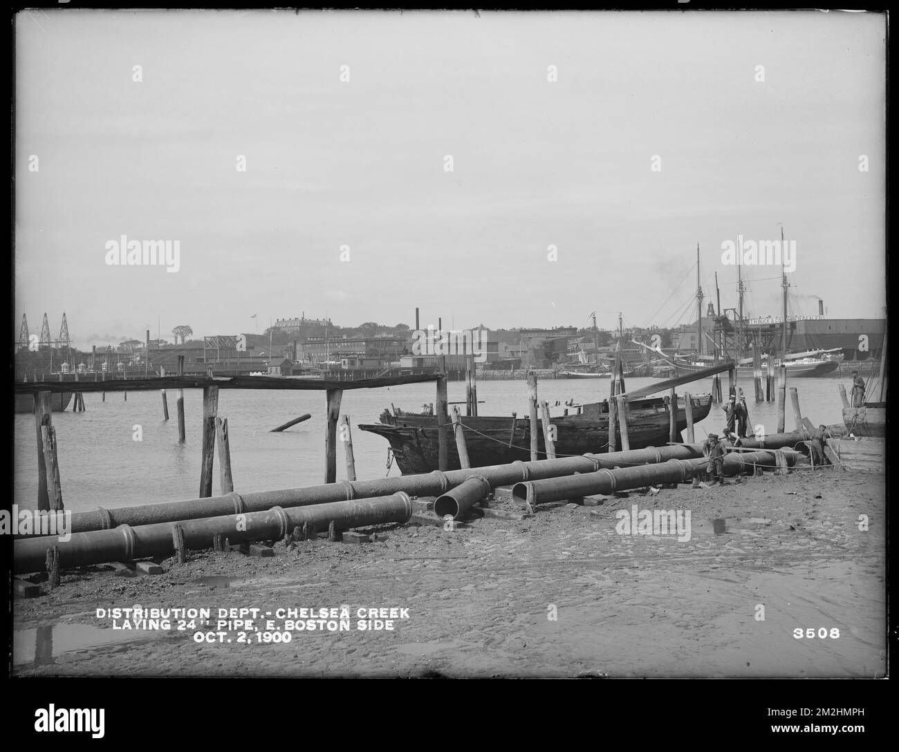 Distribution Department, Low Service Pipe Lines, laying submerged 24 ...