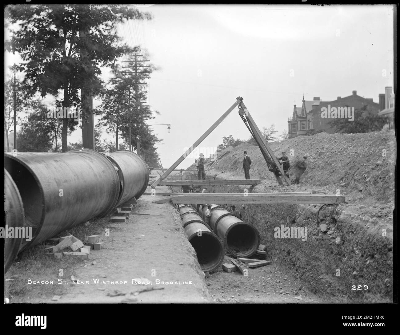 Distribution Department, Low Service Pipe Lines, laying double line of ...