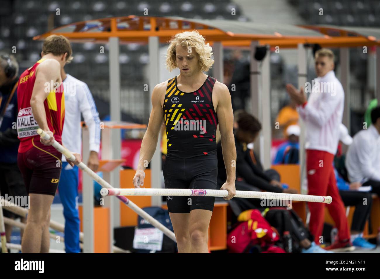 Belgian athlete Ben Broeders pictured during the men's Pole Vault event ...