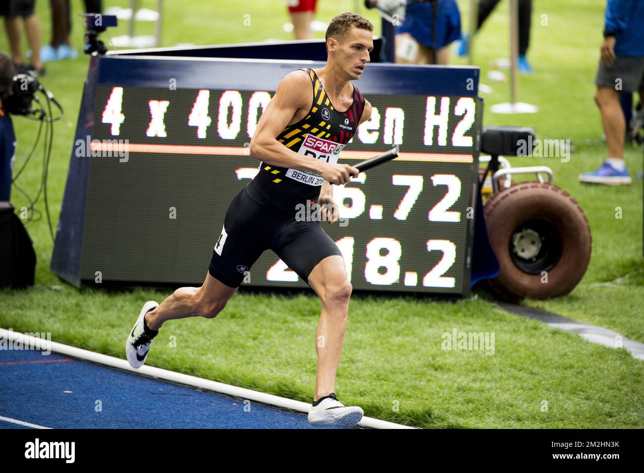 Belgian athlete Dylan Borlee pictured in action during the heats of the ...