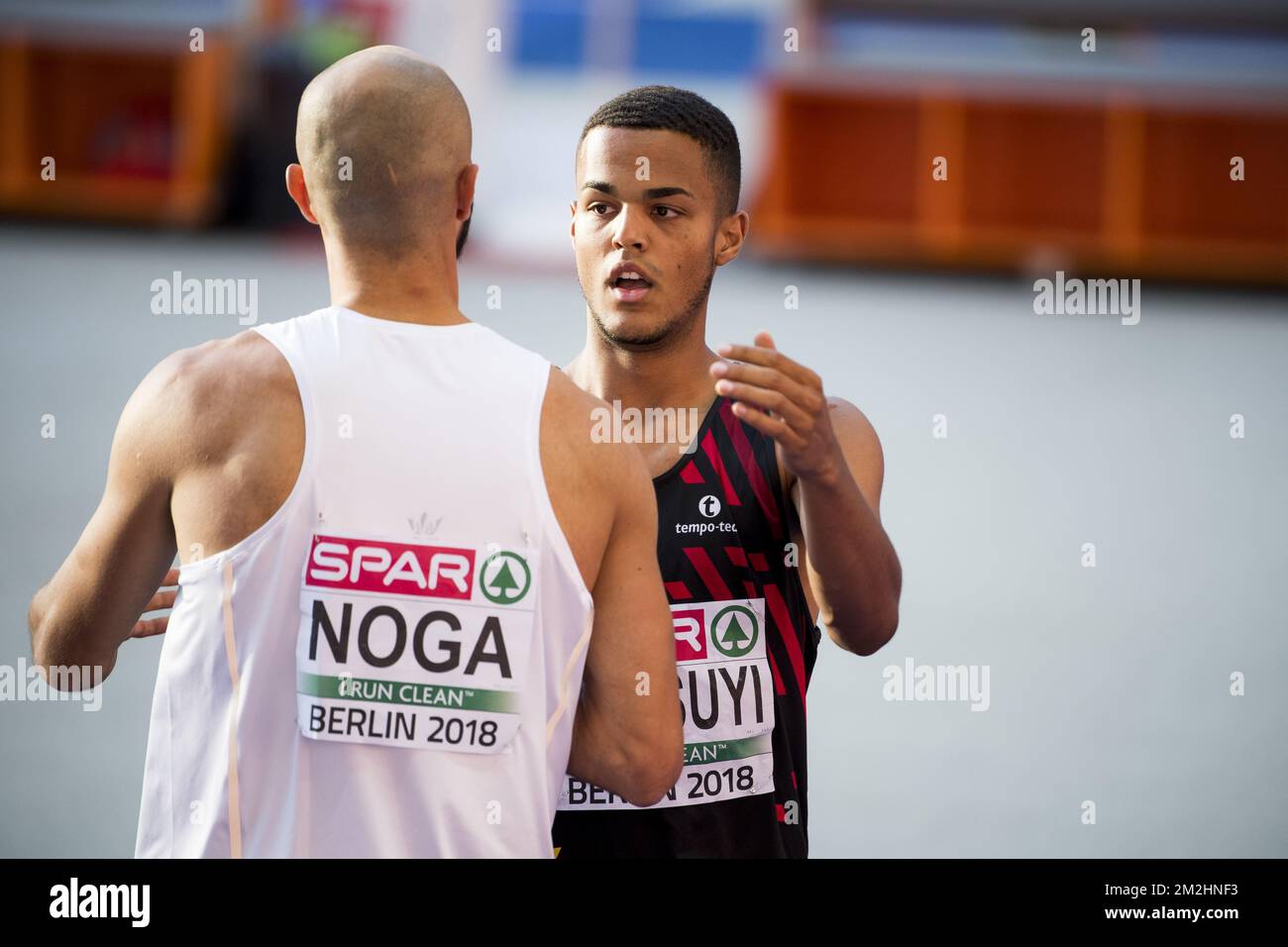 Polish Artur Noga and Belgian athlete Michael Obasuyi pictured after ...