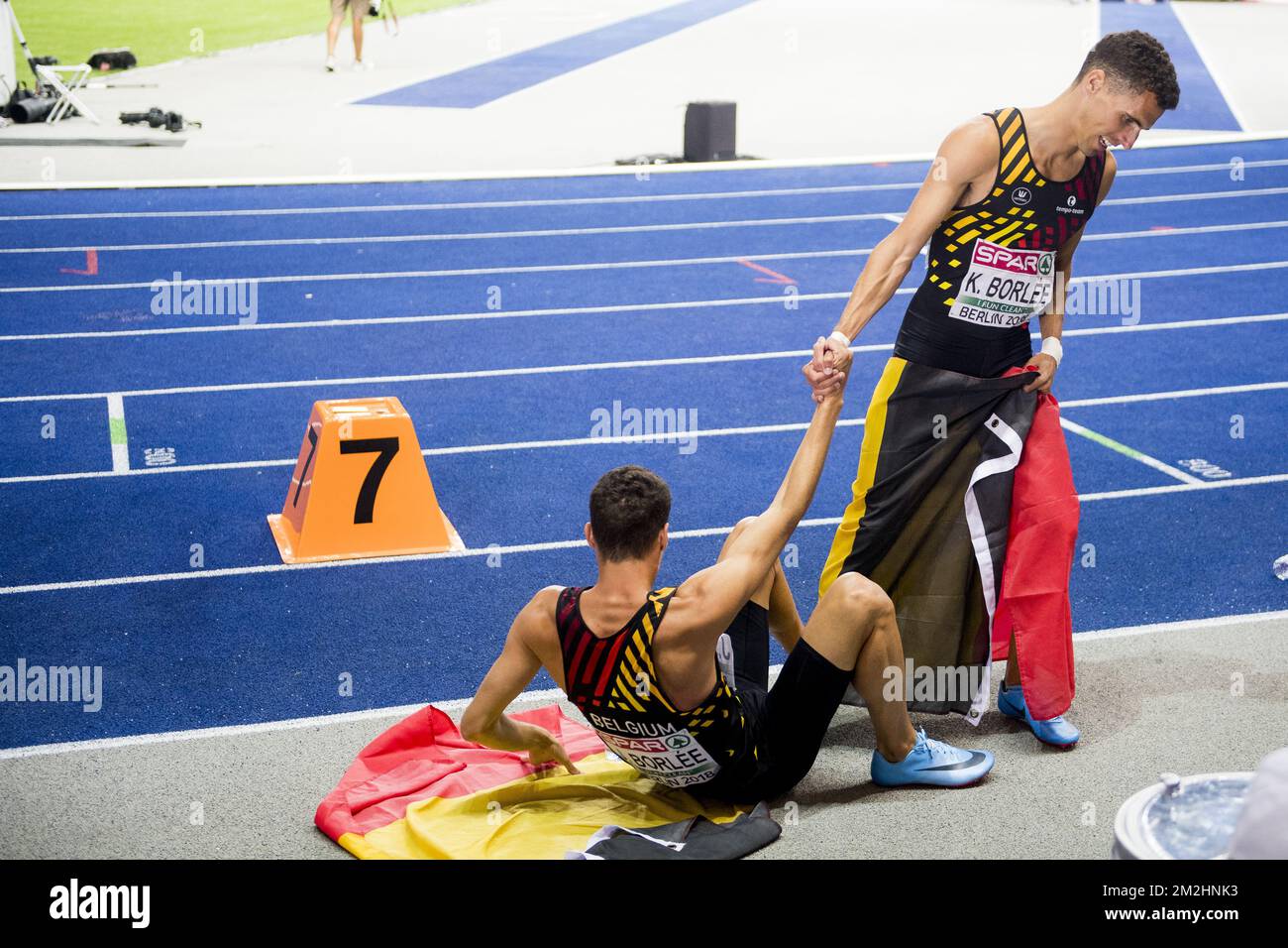 Belgian bronze medalist Jonathan Borlee and Belgian silver medalist ...