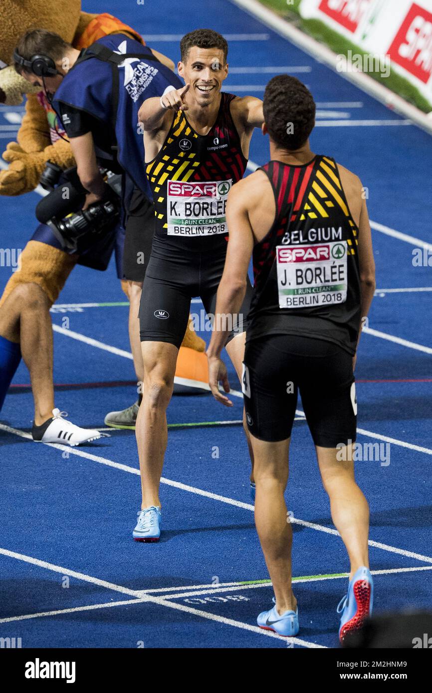Belgian silver medalist Kevin Borlee and Belgian bronze medalist ...
