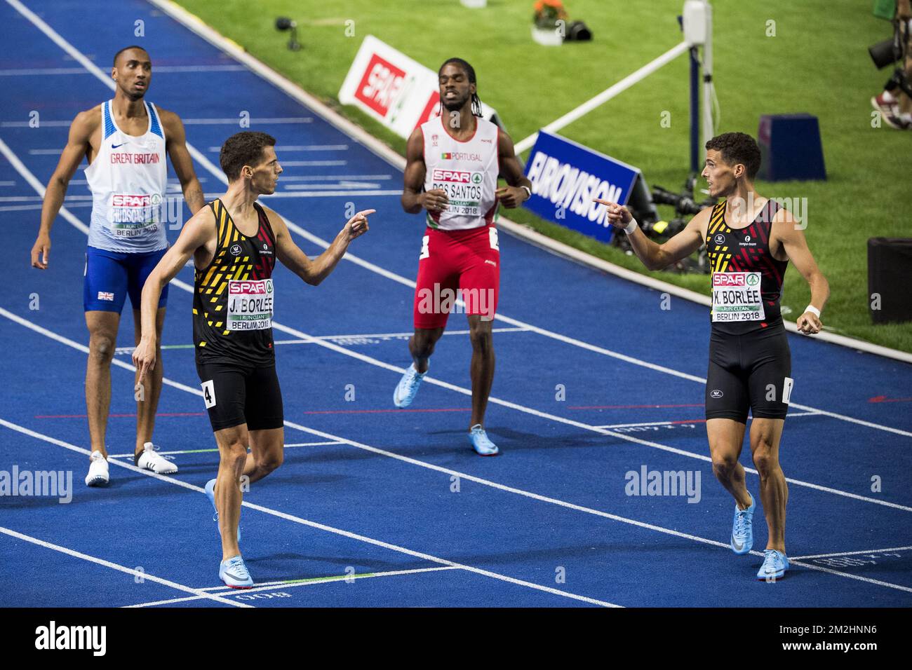 Belgian silver medalist Kevin Borlee and Belgian bronze medalist ...