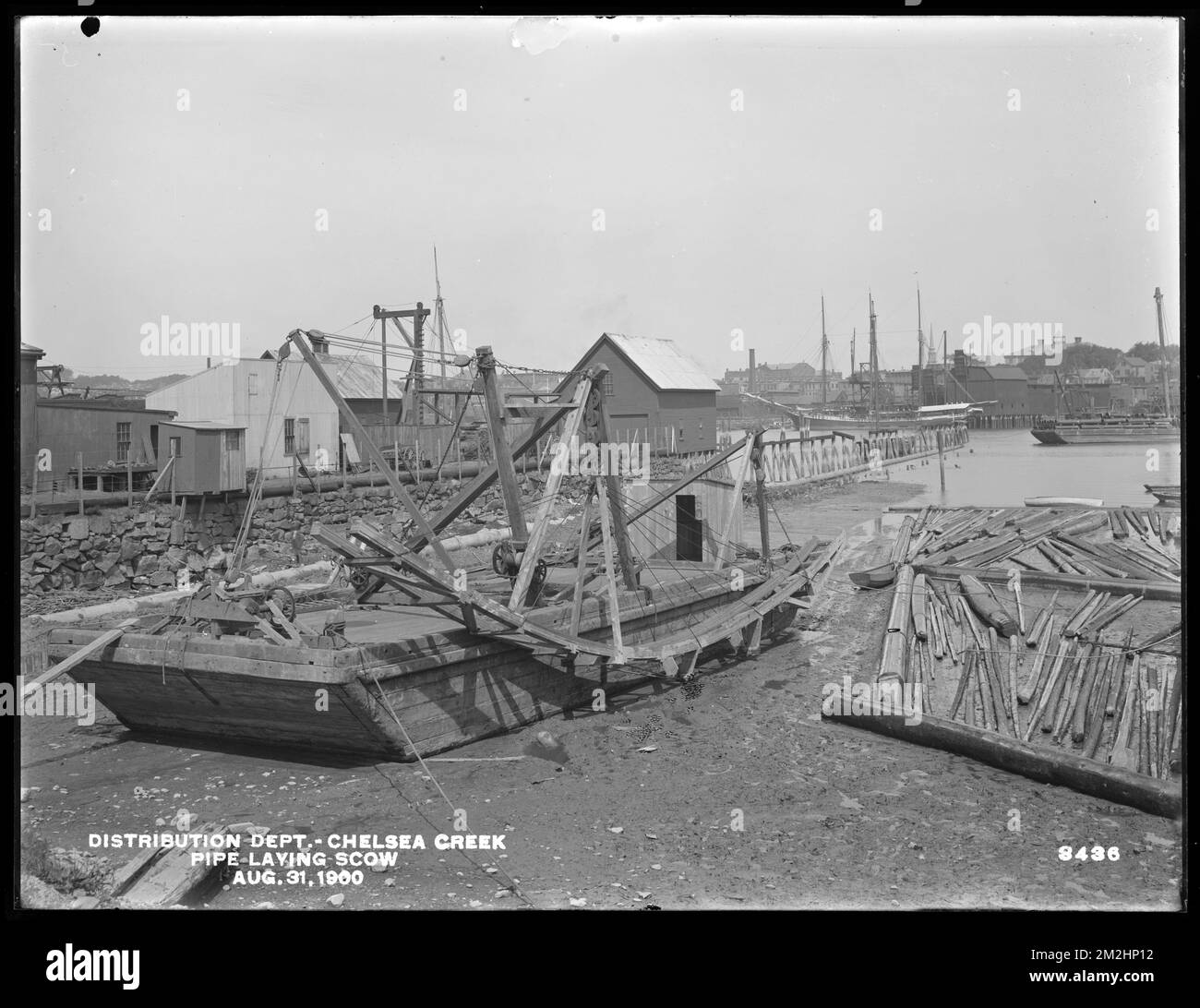 Distribution Department, Low Service Pipe Lines, pipe-laying scow ...