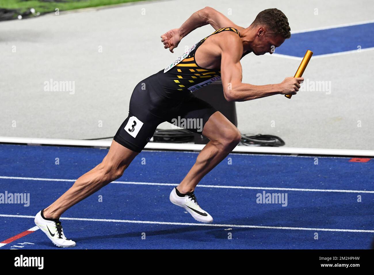 Belgian athlete Dylan Borlee pictured at the final of the men's relay 4 ...