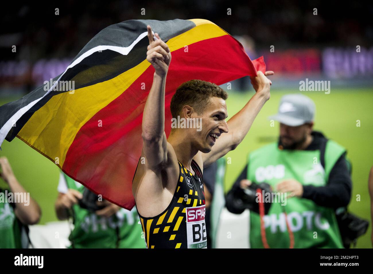 Belgian athlete Dylan Borlee celebrates after winning the final of the ...