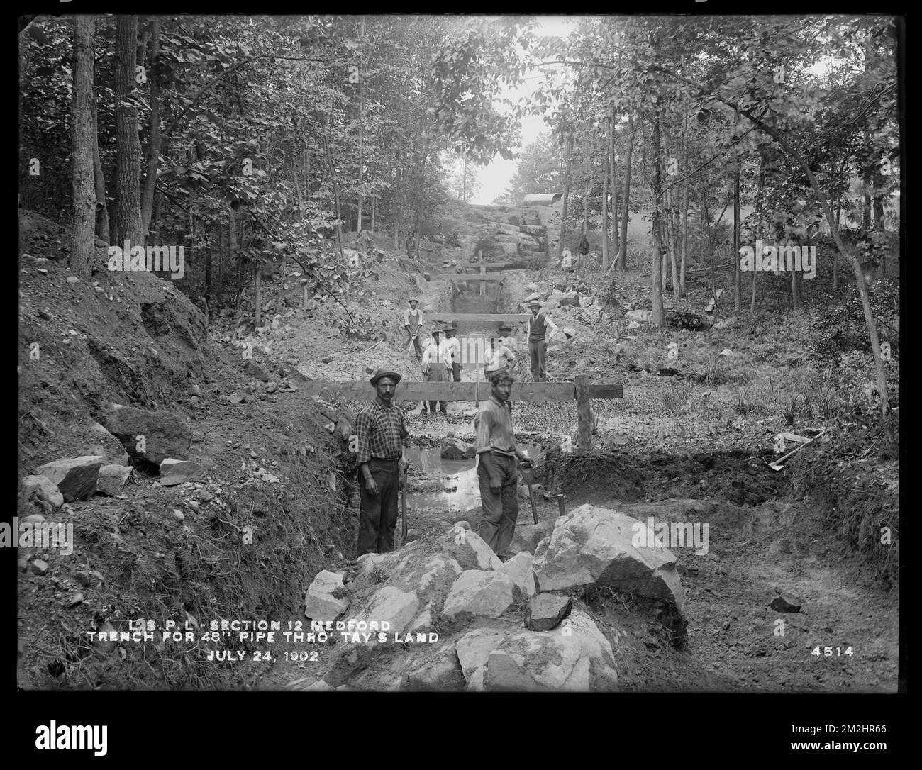 Distribution Department, Low Service Pipe Lines, Section 12, trench for ...