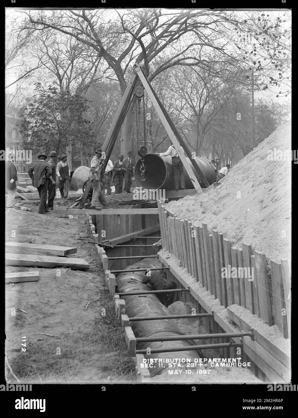 Distribution Department, Low Service Pipe Lines, Section 11, trench ...