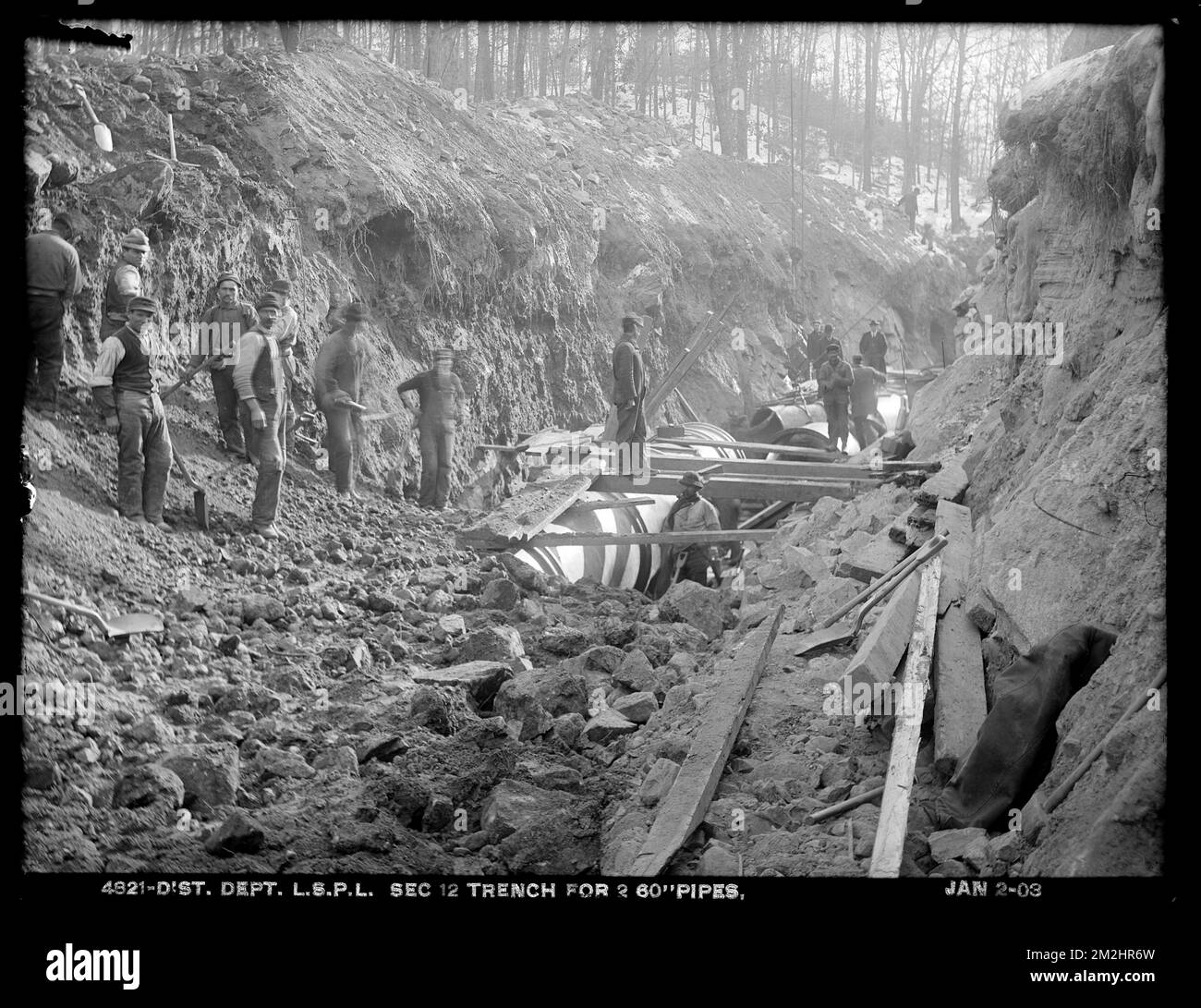 Distribution Department, Low Service Pipe Lines, Section 12, trench for ...