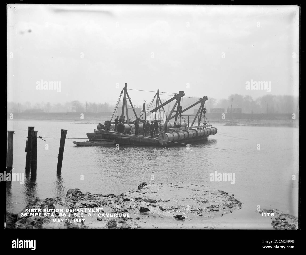 Distribution Department, Low Service Pipe Lines, Section 3, scow on ...