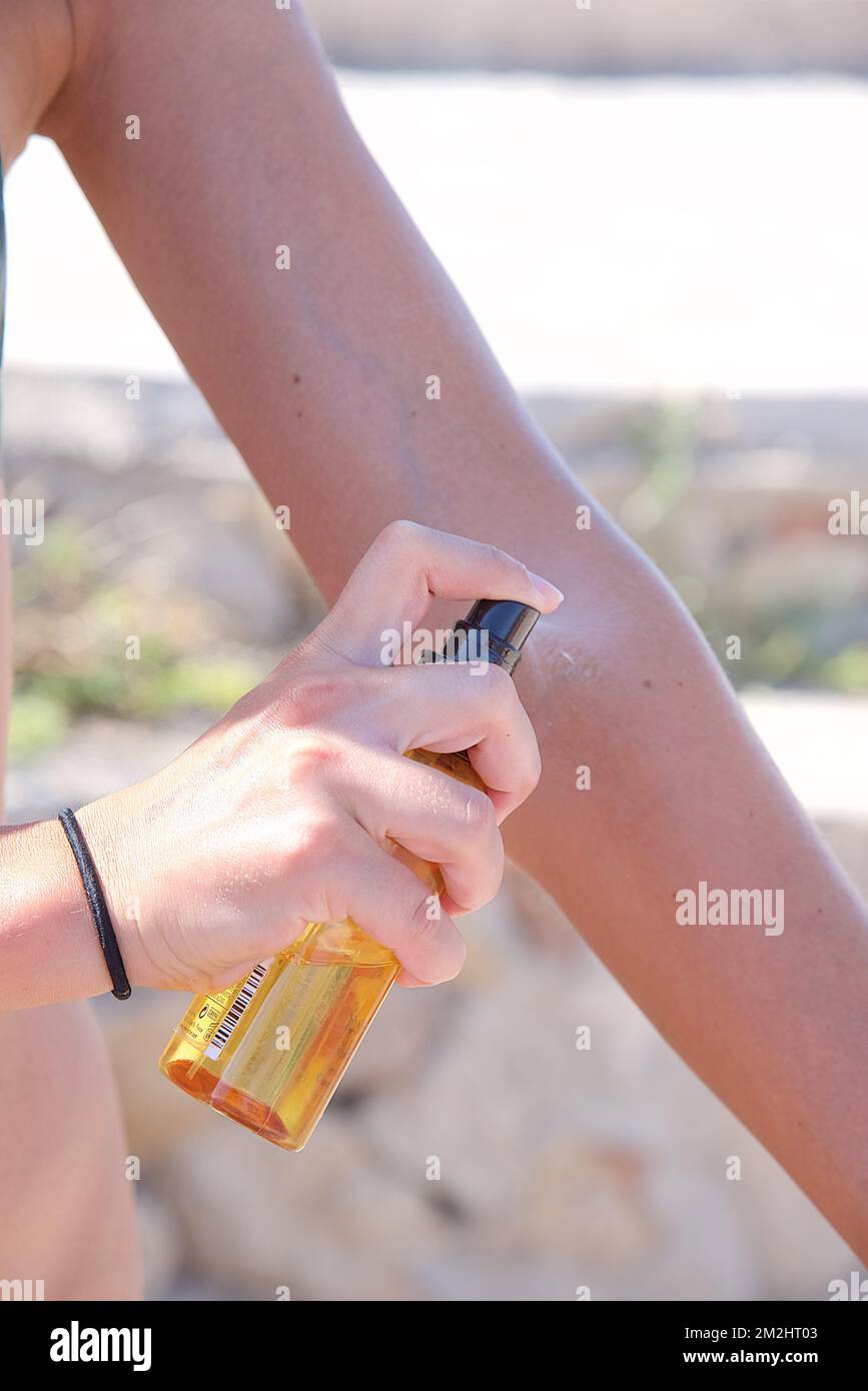 Solar cream | Crème solaire 12/08/2018 Stock Photo - Alamy