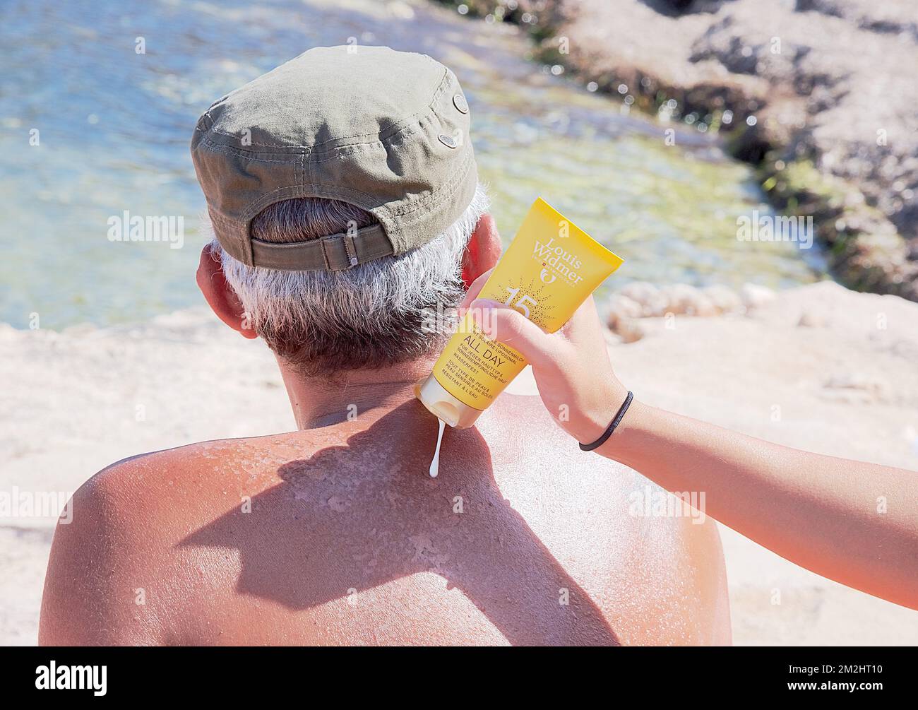 Solar cream | Crème solaire 12/08/2018 Stock Photo - Alamy