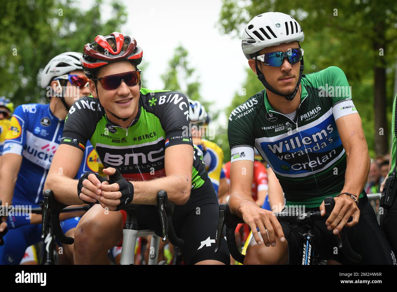 Swiss Stefan Kung of BMC Racing Team and Belgian Dries De Bondt of ...