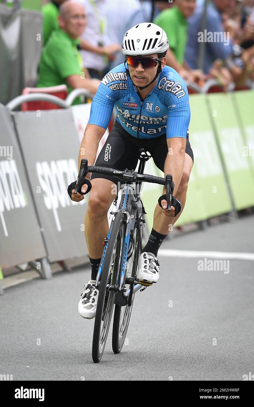 Belgian Sean De Bie of Verandas Willems - Crelan crosses the finish ...