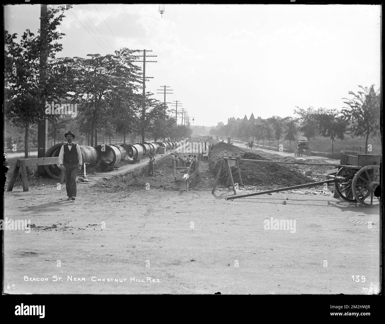 Distribution Department, Low Service Pipe Lines, trench work on Beacon ...