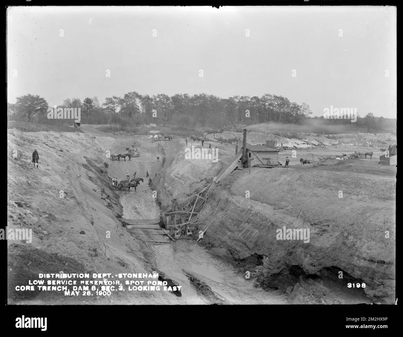 Distribution Department, Low Service Spot Pond Reservoir, core trench ...