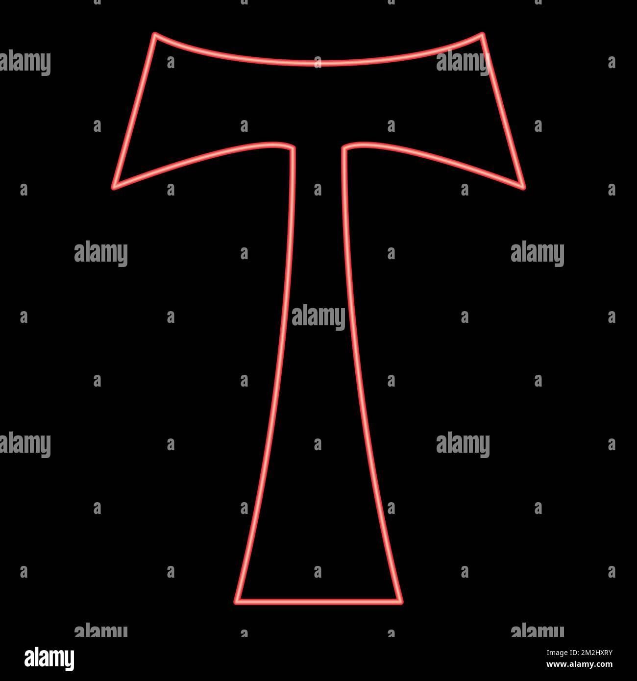 Neon cross monogram T Symbol Saint Anthony Apostle sign Religious cross ...