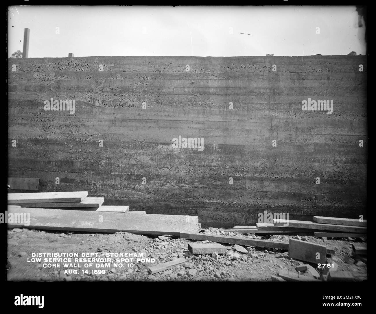 Distribution Department, Low Service Spot Pond Reservoir, core wall of ...