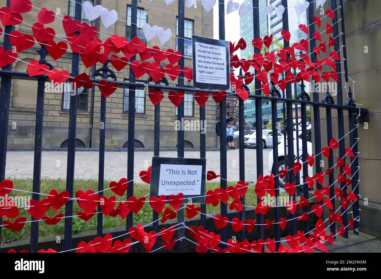 Nova Scotia HeartStrings, a memorial art installation hung on the fence ...