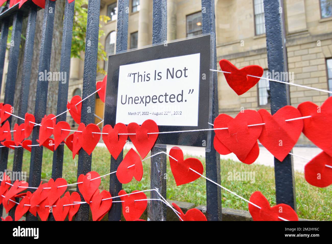 Nova Scotia HeartStrings, a memorial art installation hung on the fence ...