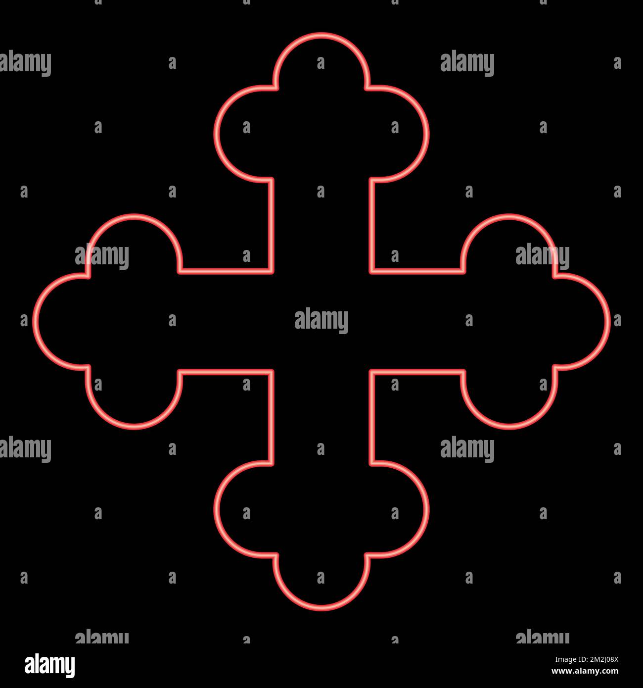 Neon cross trefoil shamrock Cross monogram Religious cross red color ...