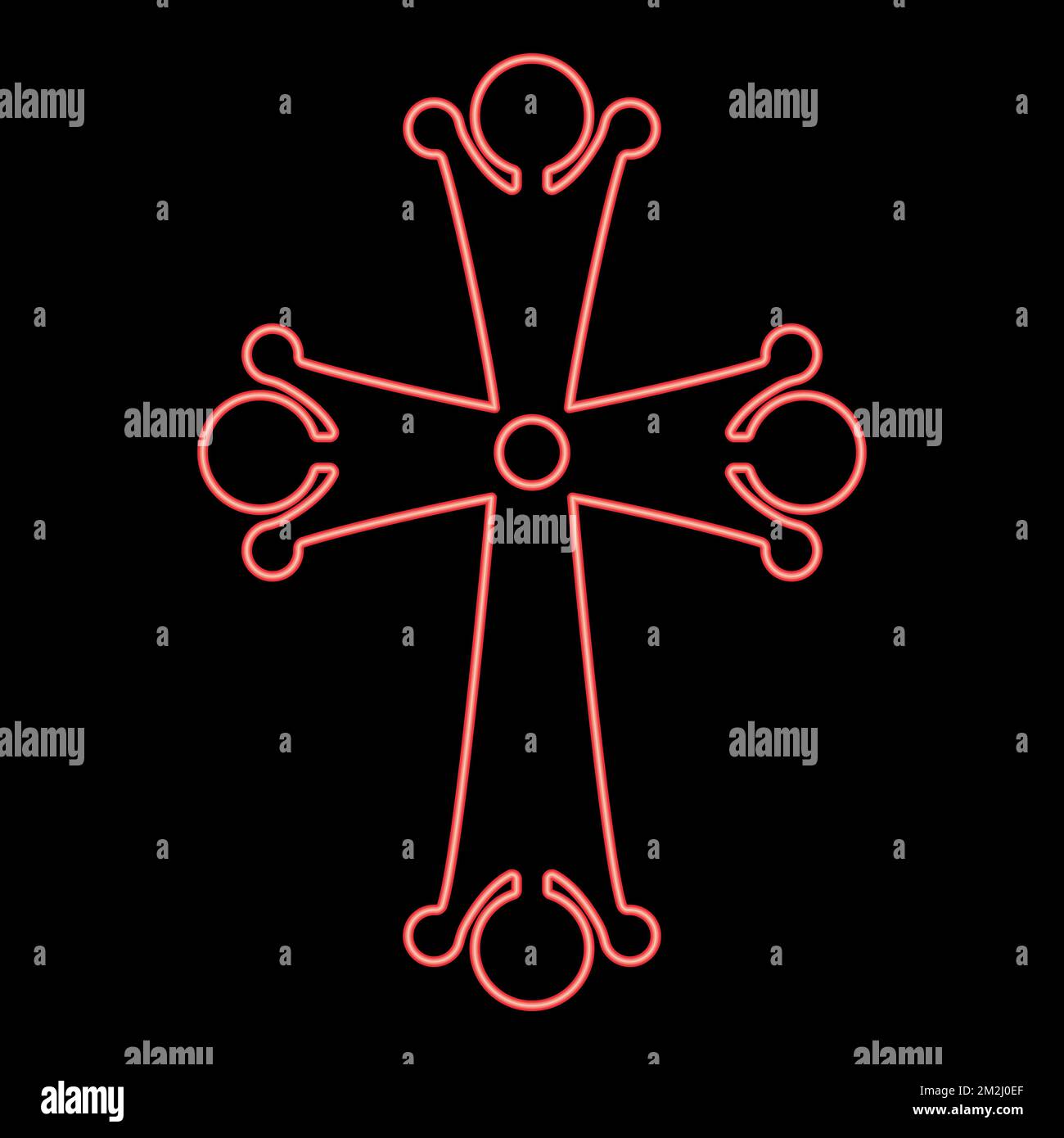 Neon four pointed cross drop shaped Cross monogram Religious cross red ...