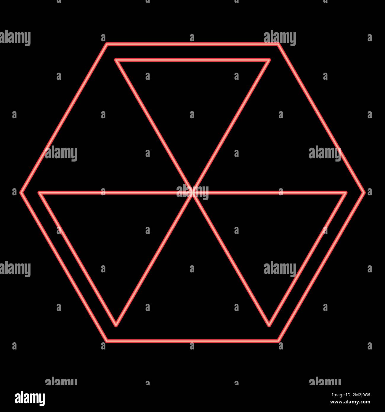 Neon abstract cube shape Hexagon box red color vector illustration ...