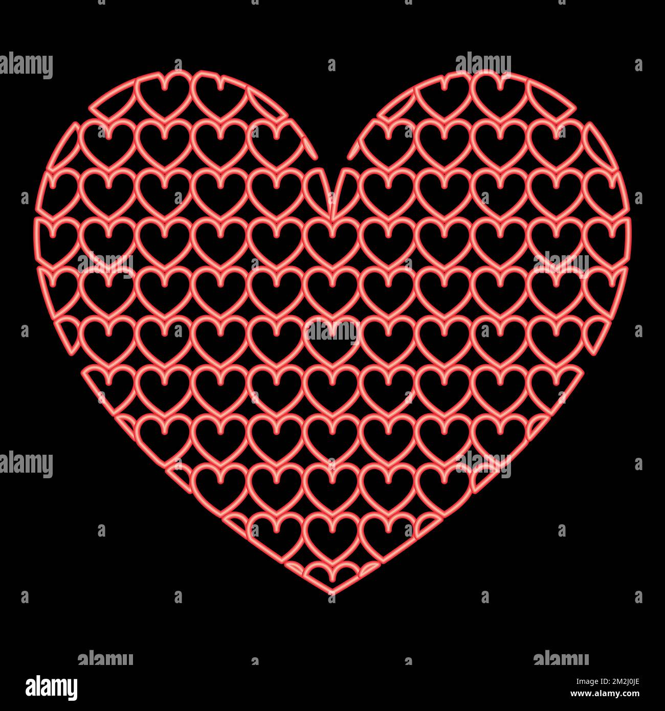 Neon heart with hearts inside Heart pattern in heart red color vector ...