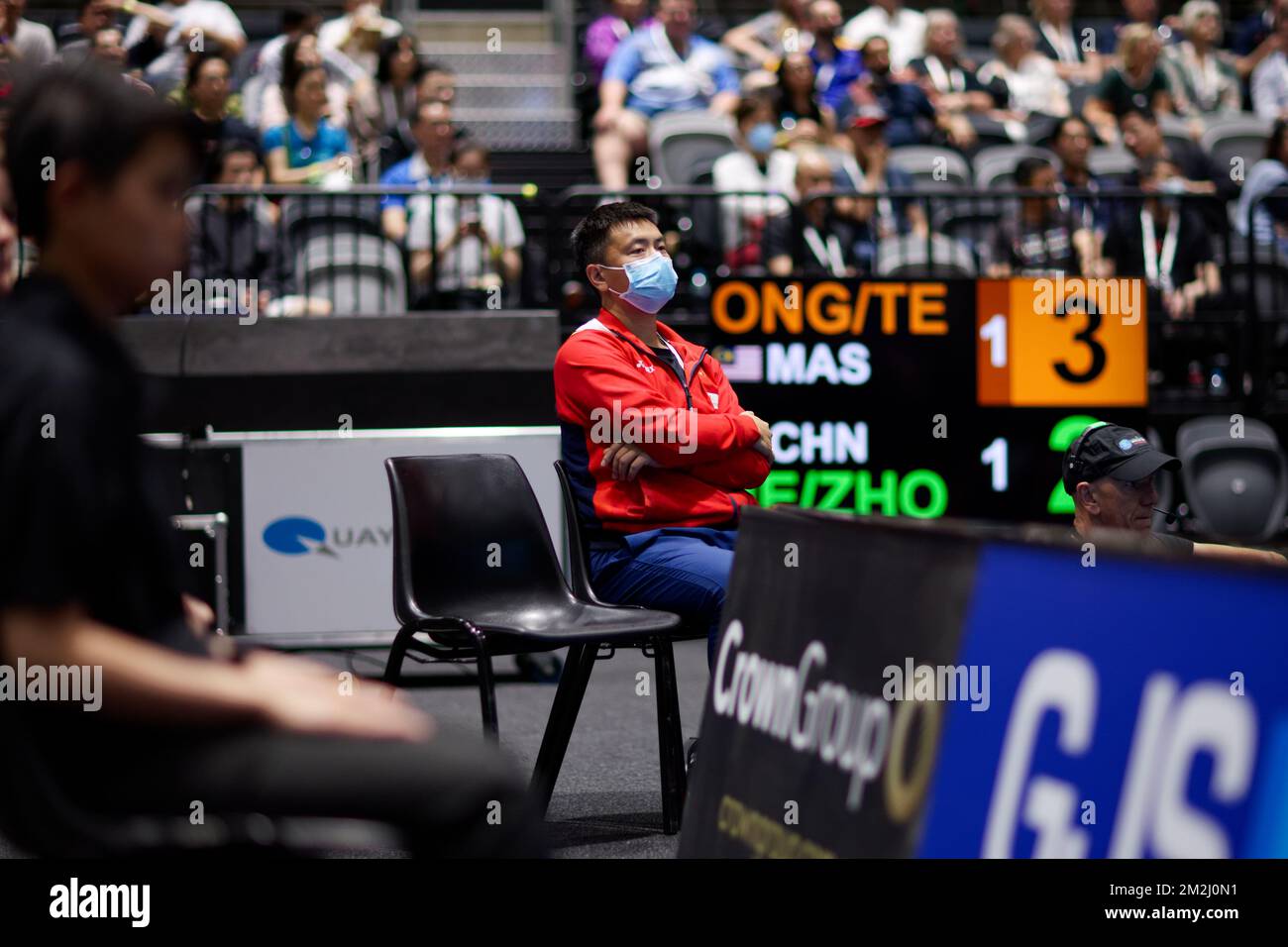 The coach for ONG-TEO of China looking on during the mens semi finals ...