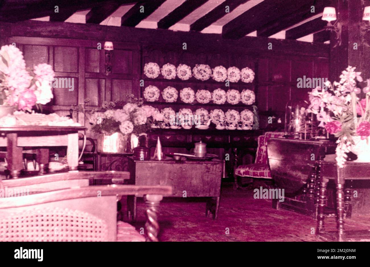 Red tone view of the wardens roof of St. Mary's House, Bramber, Sussex ...