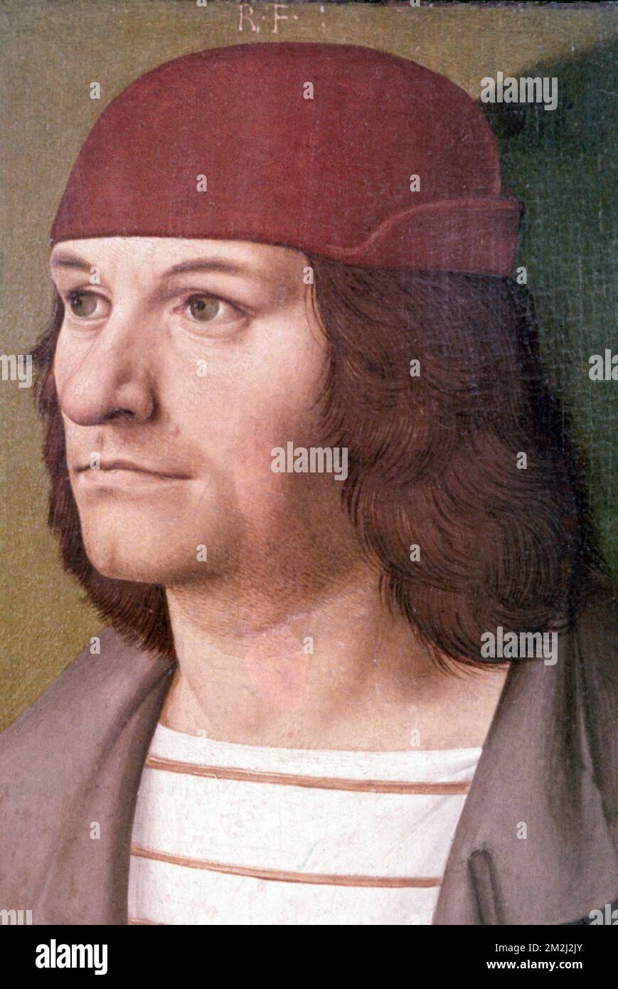 Portrait of a young man, painting by Austrian artist Rueland Frueauf ...