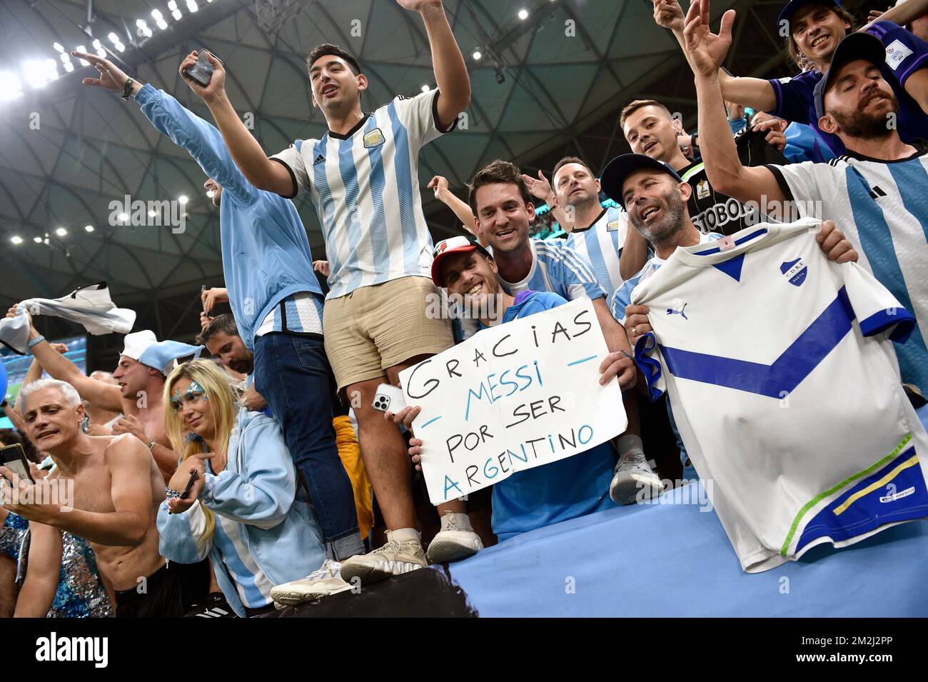jubilation, joy, excitement of Argentinian fans, soccer fans ...